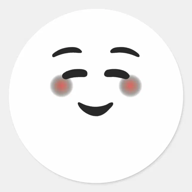 Happy Smiling Eyes Face Blushing Emojis Classic Round Sticker | Zazzle