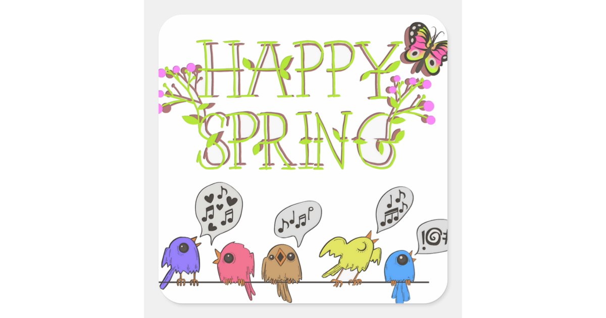 "Happy Spring" Stickers | Zazzle