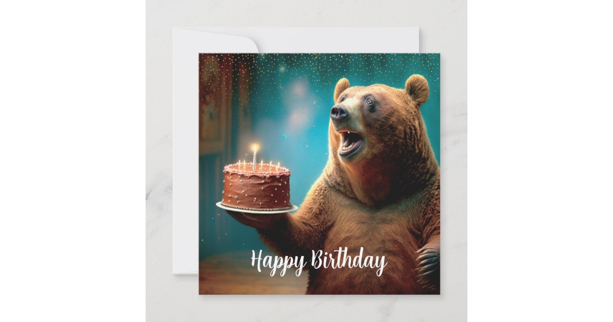 Happy wow bear Birthday Card | Zazzle