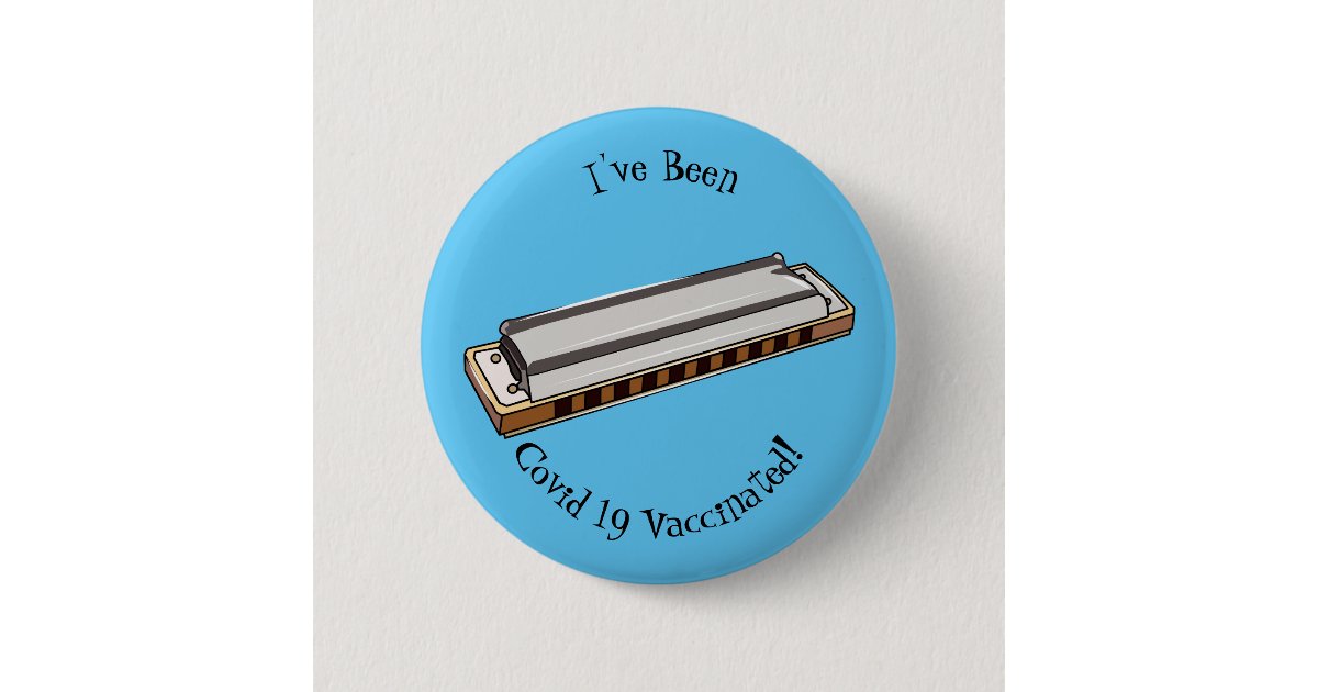 Harmonica cartoon illustration 6 cm round badge | Zazzle
