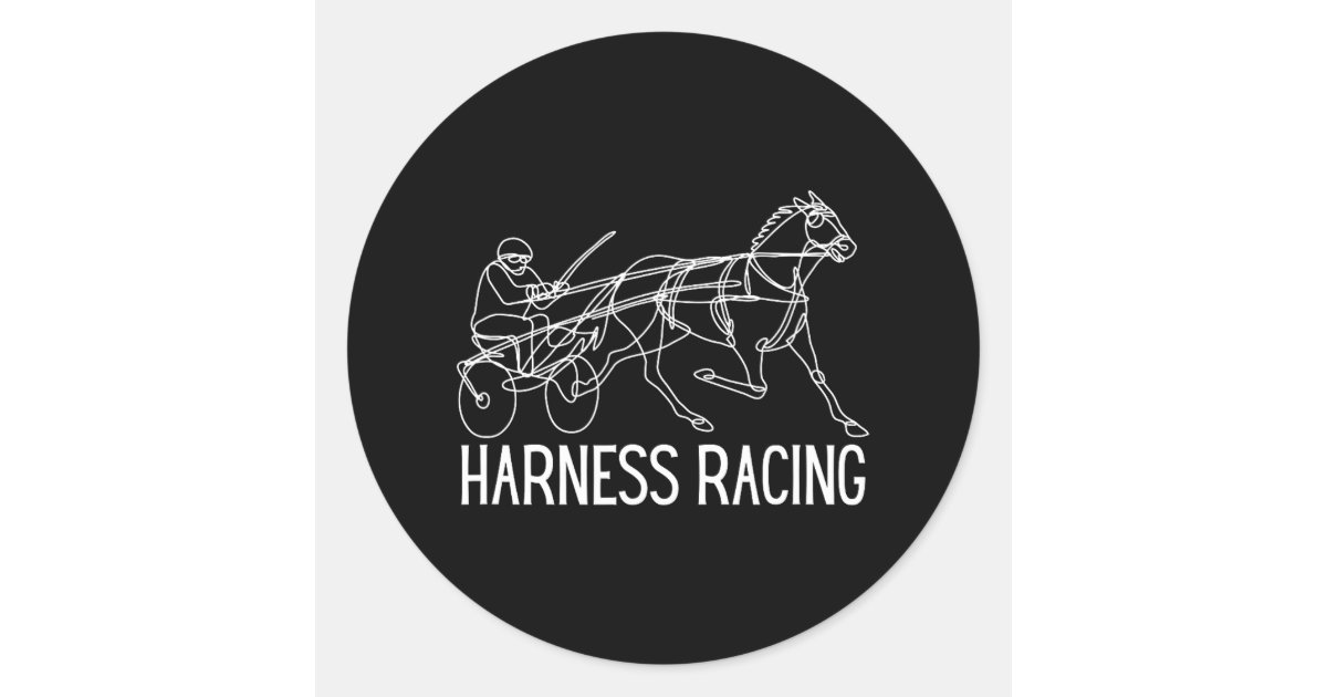 Harness Racing Standardbred Horse Sulky Horse Classic Round Sticker ...