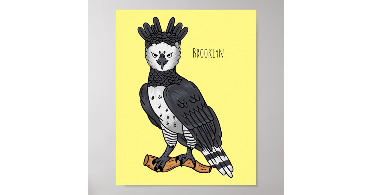 Harpy eagle cartoon illustration poster | Zazzle