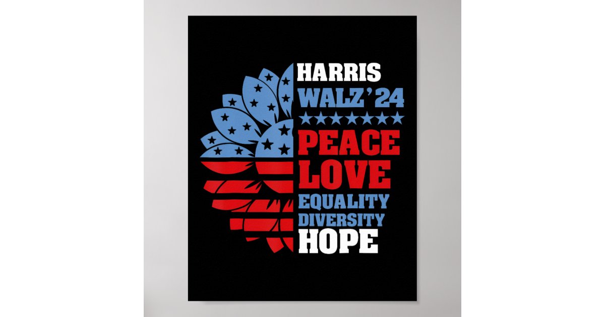Harris Tim Walz 2024 Peace Lgbt Harris Walz Waltz Poster | Zazzle