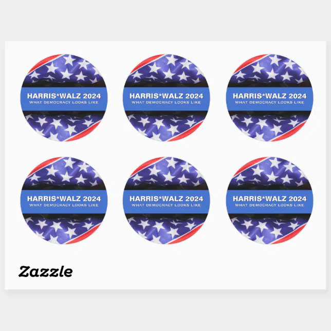 HARRIS WALZ 2024 Campaign Large Classic Round Sticker | Zazzle