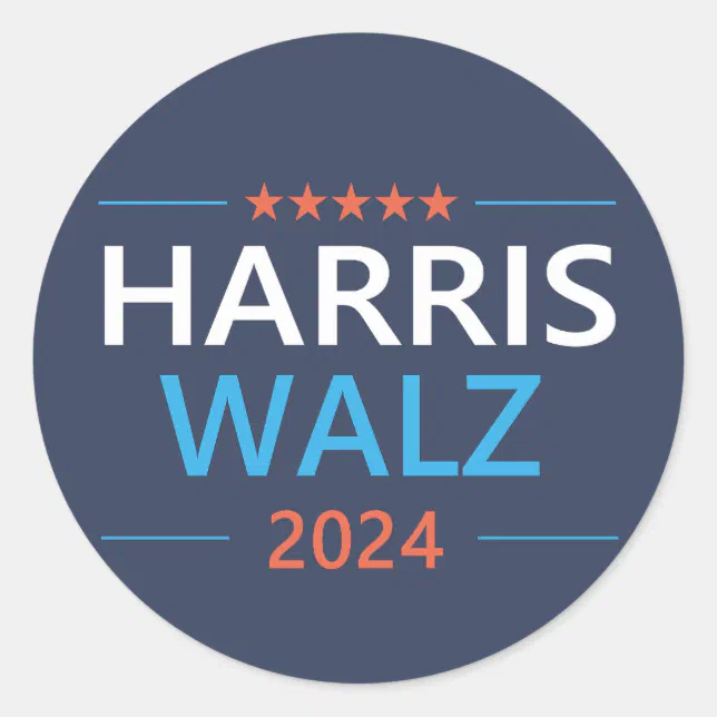 Harris Walz 2024 for President Classic Round Sticker | Zazzle