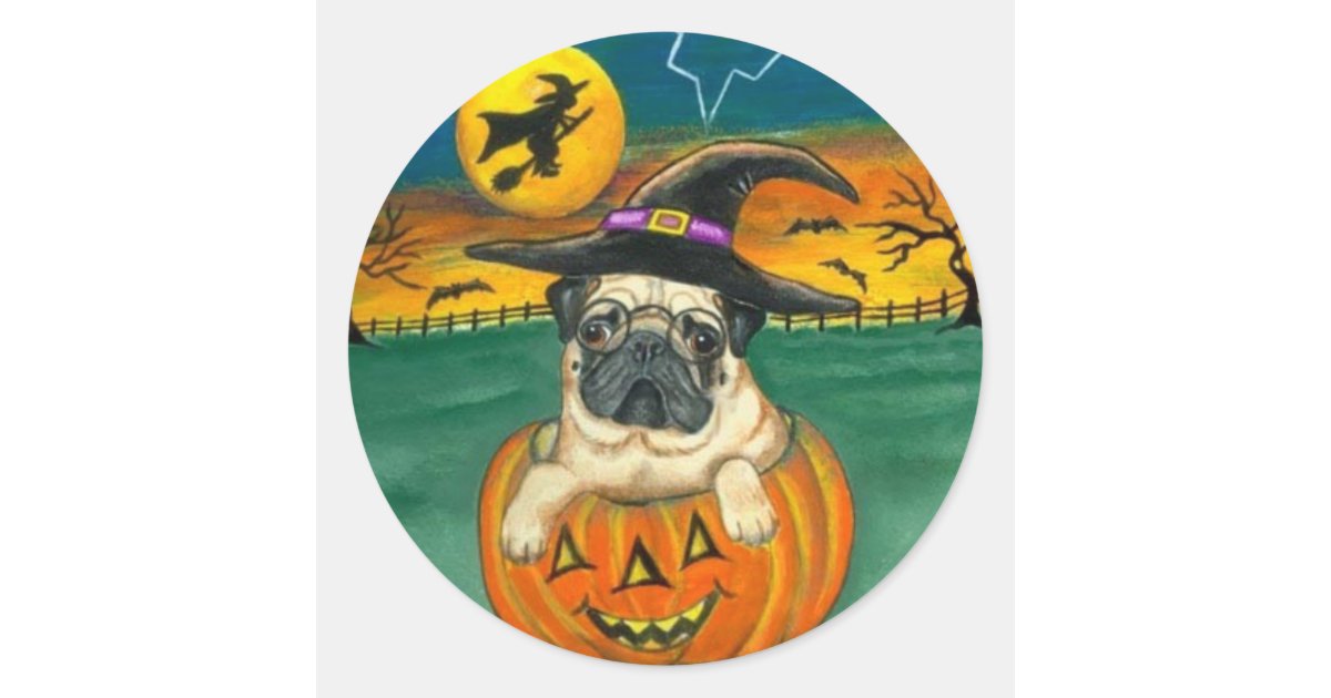 Harry Potter Pug Halloween Stickers | Zazzle