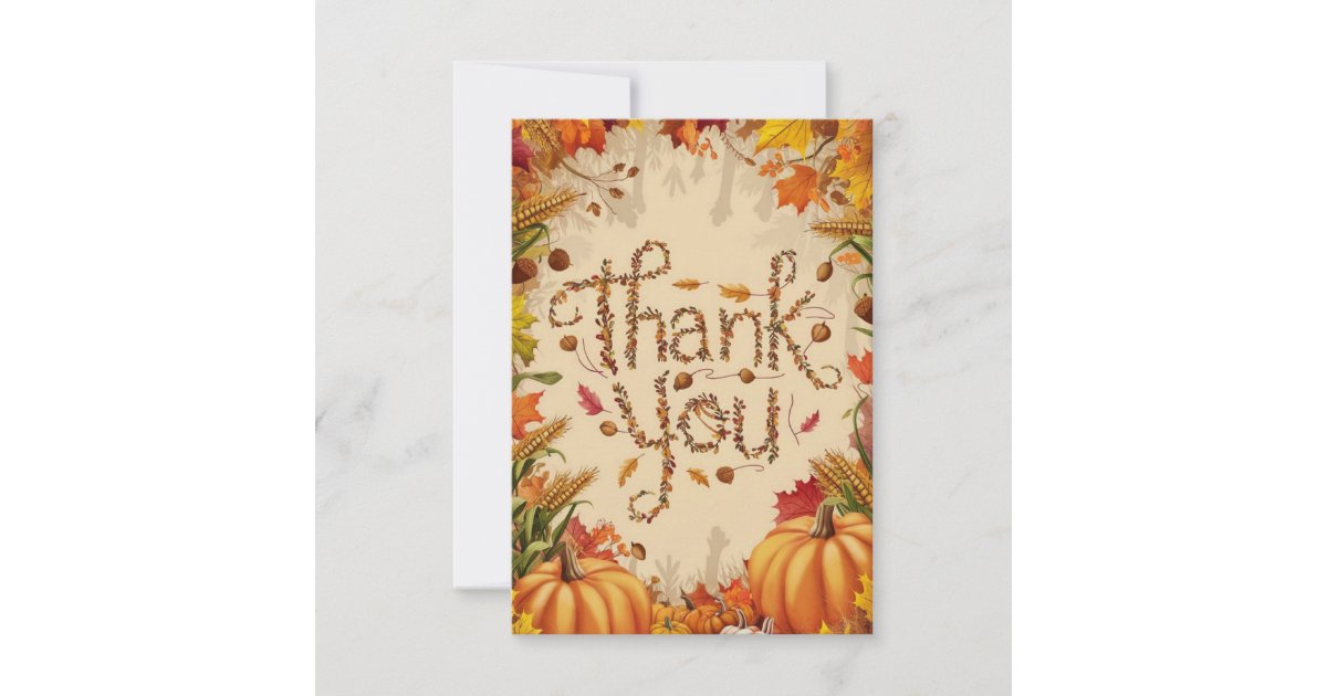 Harvest Rustic Autumn Fall Thank You Card | Zazzle