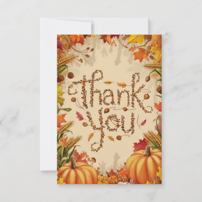 Harvest Rustic Autumn Fall Thank You Card | Zazzle