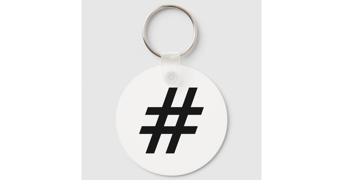 hashtag text symbol hash tag key ring | Zazzle