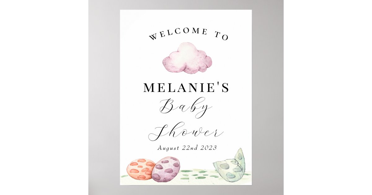 Hatching Dragon Eggs Prehistoric Baby Shower Poster | Zazzle