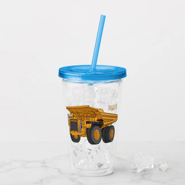 Haul truck cartoon illustration acrylic tumbler | Zazzle