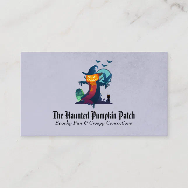 Haunted Halloween Pumpkin Head Scarecrow Spooky Business Card | Zazzle