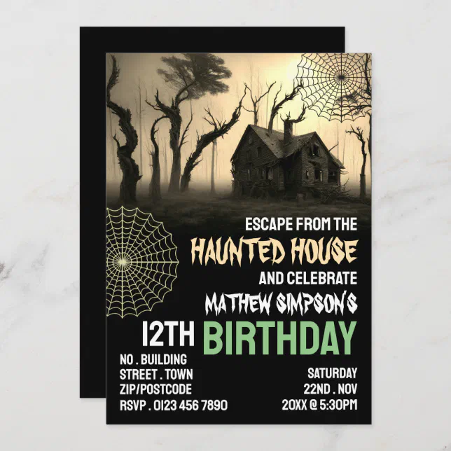 Haunted House Theme, Escape Room, Birthday Party Invitation | Zazzle