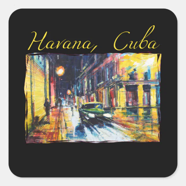 Havana Cuba - Habana Vieja Night Scene Square Sticker | Zazzle