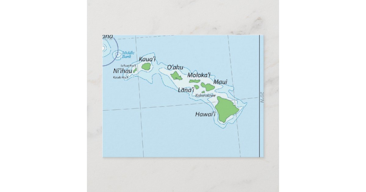 Hawaiian Island Chain Map Postcard | Zazzle