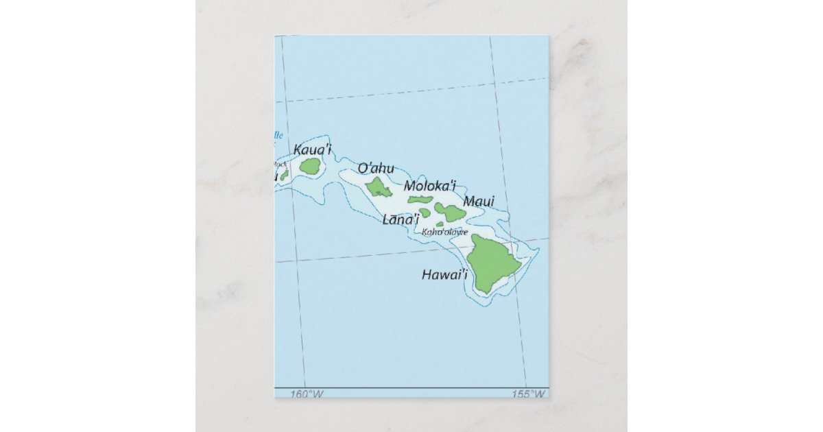 Hawaiian Island Chain Map Postcard | Zazzle