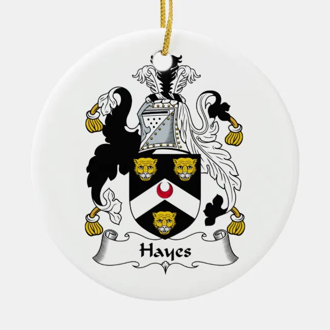 Hayes Family Crest Ceramic Tree Decoration | Zazzle