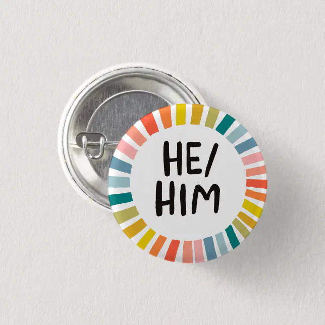HE/HIM Pronouns Rainbow Soft Circle Ring 3 Cm Round Badge | Zazzle
