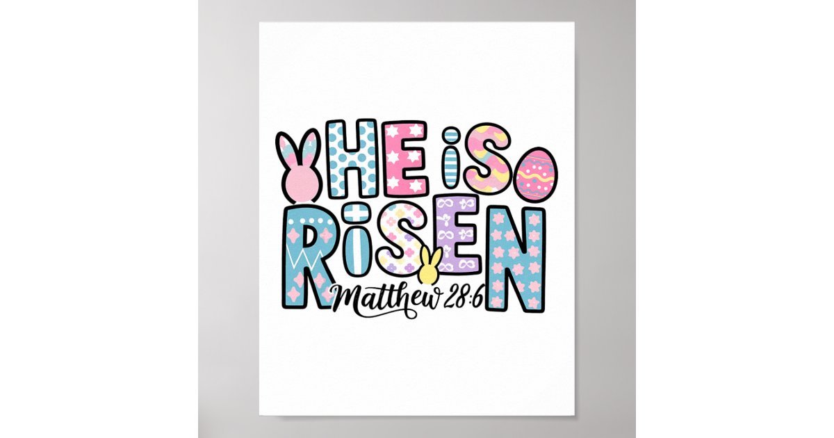 He Is Risen Jesus Christian Happy Easter Women Kid Poster | Zazzle