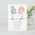He or She Clothes Gender Reveal Invitation | Zazzle