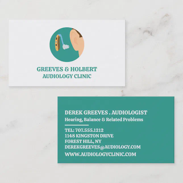 Hearing Aid Icon, Audiologist, Audiology Clinic Business Card | Zazzle