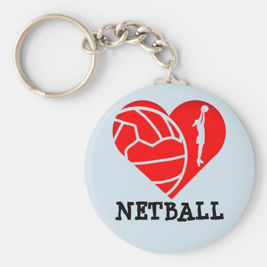 Heart and Ball Silhouette Design Love Netball Key Ring | Zazzle.co.uk