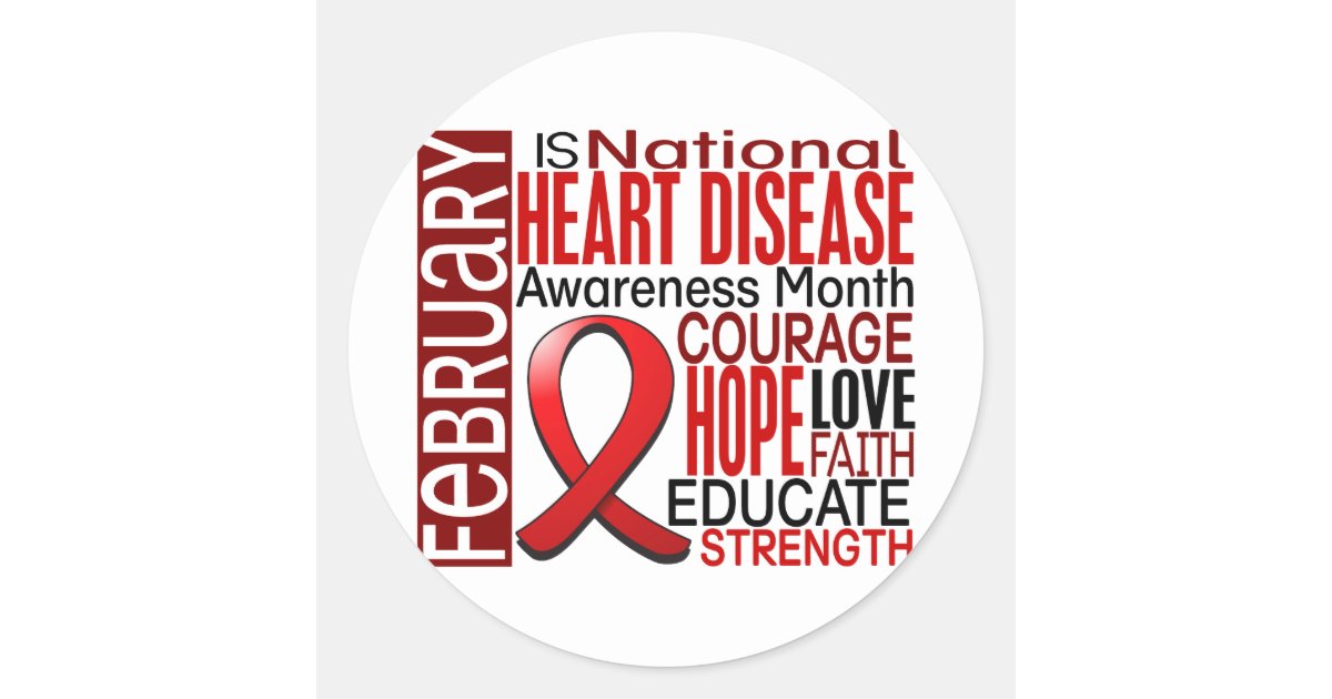 Heart Disease Awareness Month Ribbon I2 3 Classic Round Sticker Zazzle