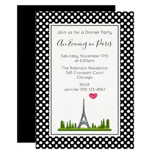 French Theme Dinner Party with Snail Invitation | Zazzle.co.uk