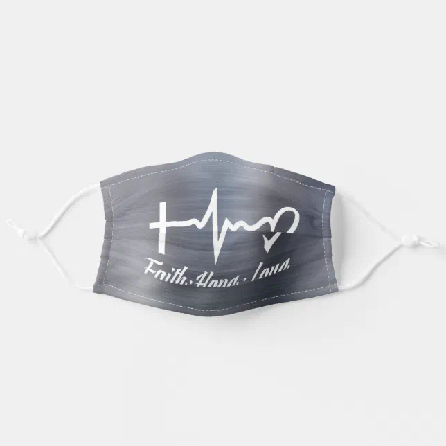 Heartbeat; Faith, Hope, Love Cloth Face Mask | Zazzle