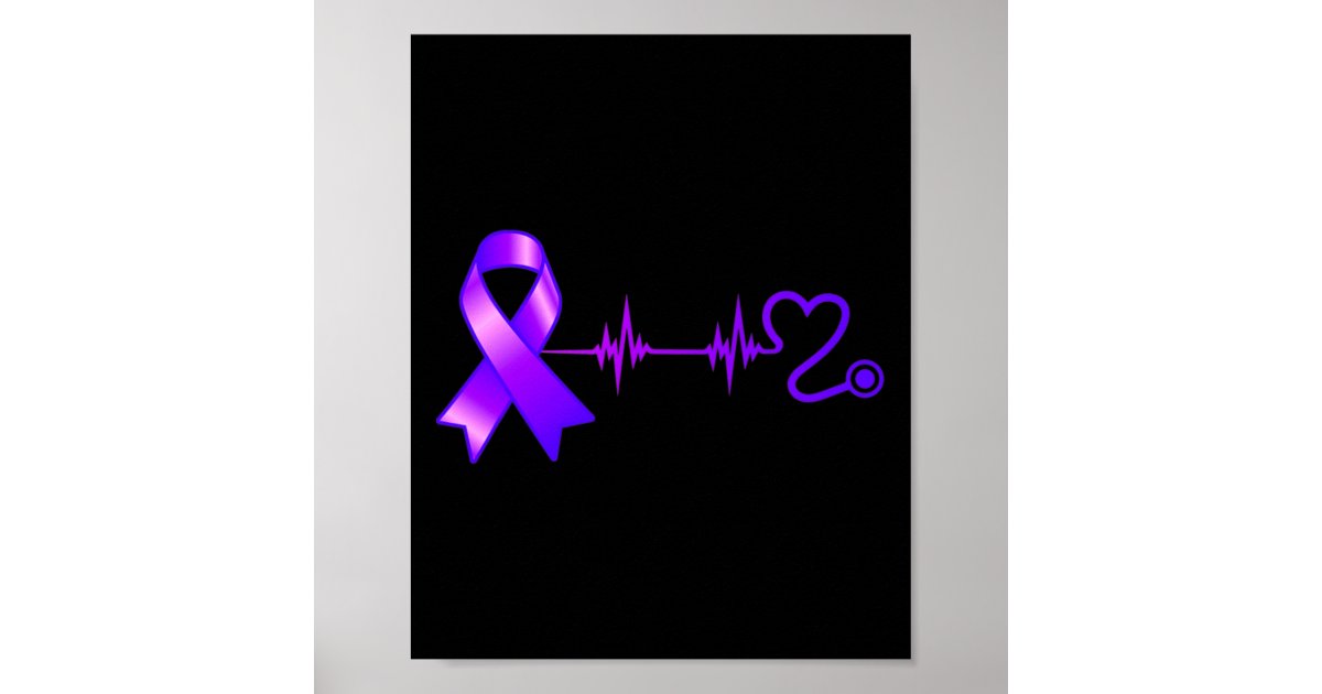 Heartbeat Opioid Ribbon Opioid Overdose Awareness Poster | Zazzle