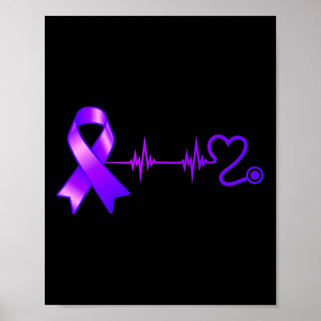Heartbeat Opioid Ribbon Opioid Overdose Awareness Poster | Zazzle