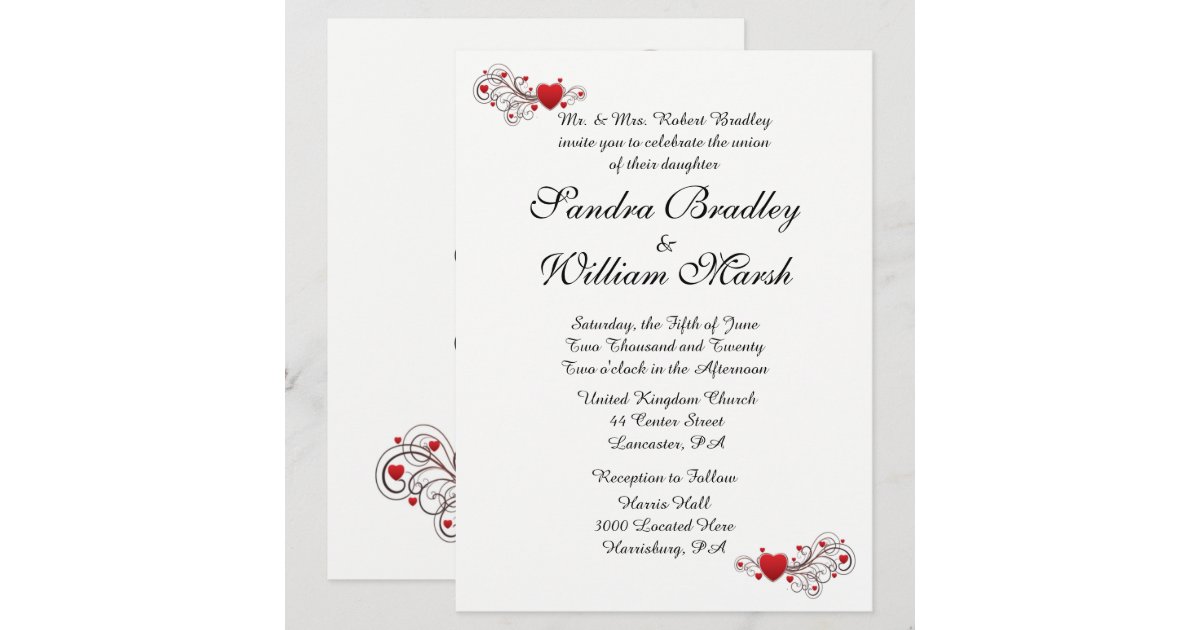 Hearts Wedding Invitation | Zazzle
