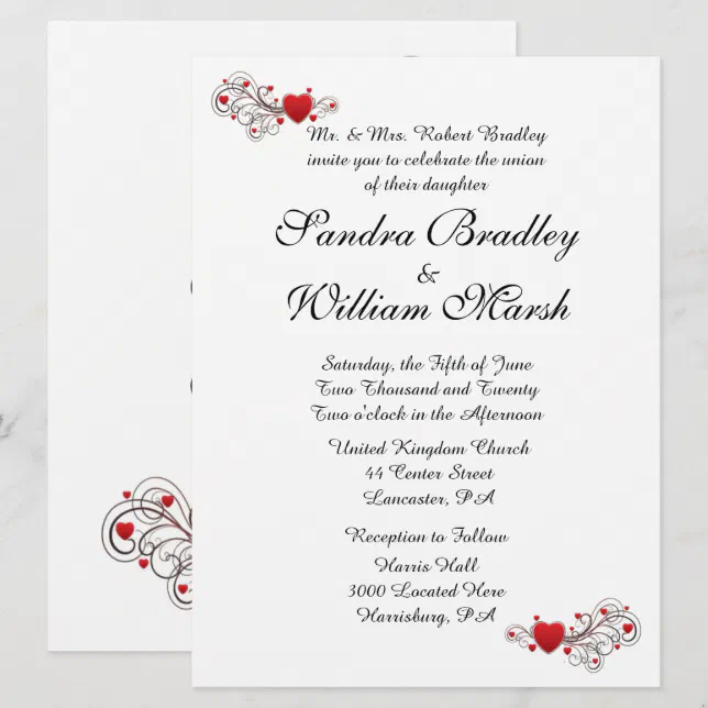 Hearts Wedding Invitation | Zazzle