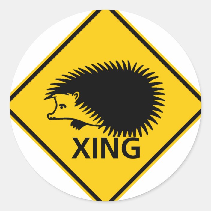 Hedgehog Crossing Highway Sign Classic Round Sticker | Zazzle.co.uk