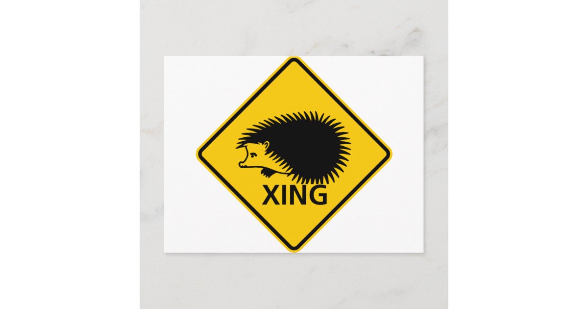 Hedgehog Crossing Highway Sign Postcard | Zazzle