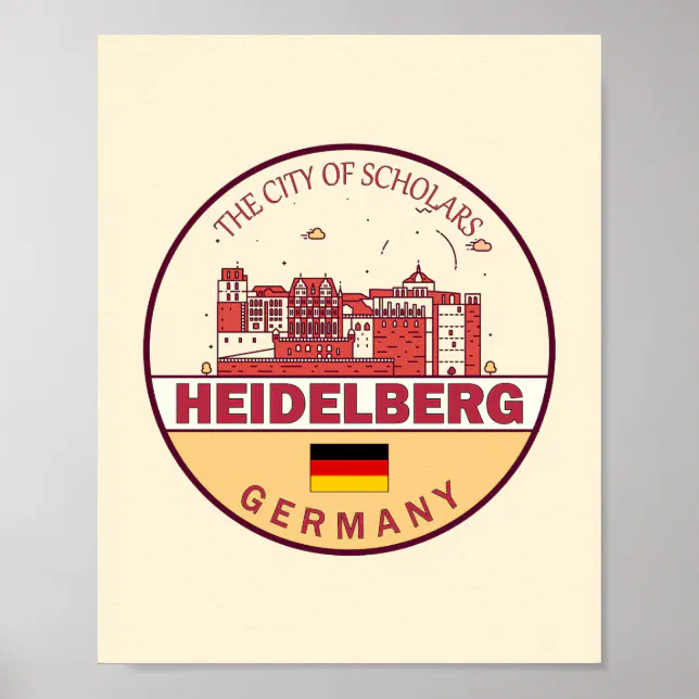 Heidelberg Germany City Skyline Emblem Poster | Zazzle