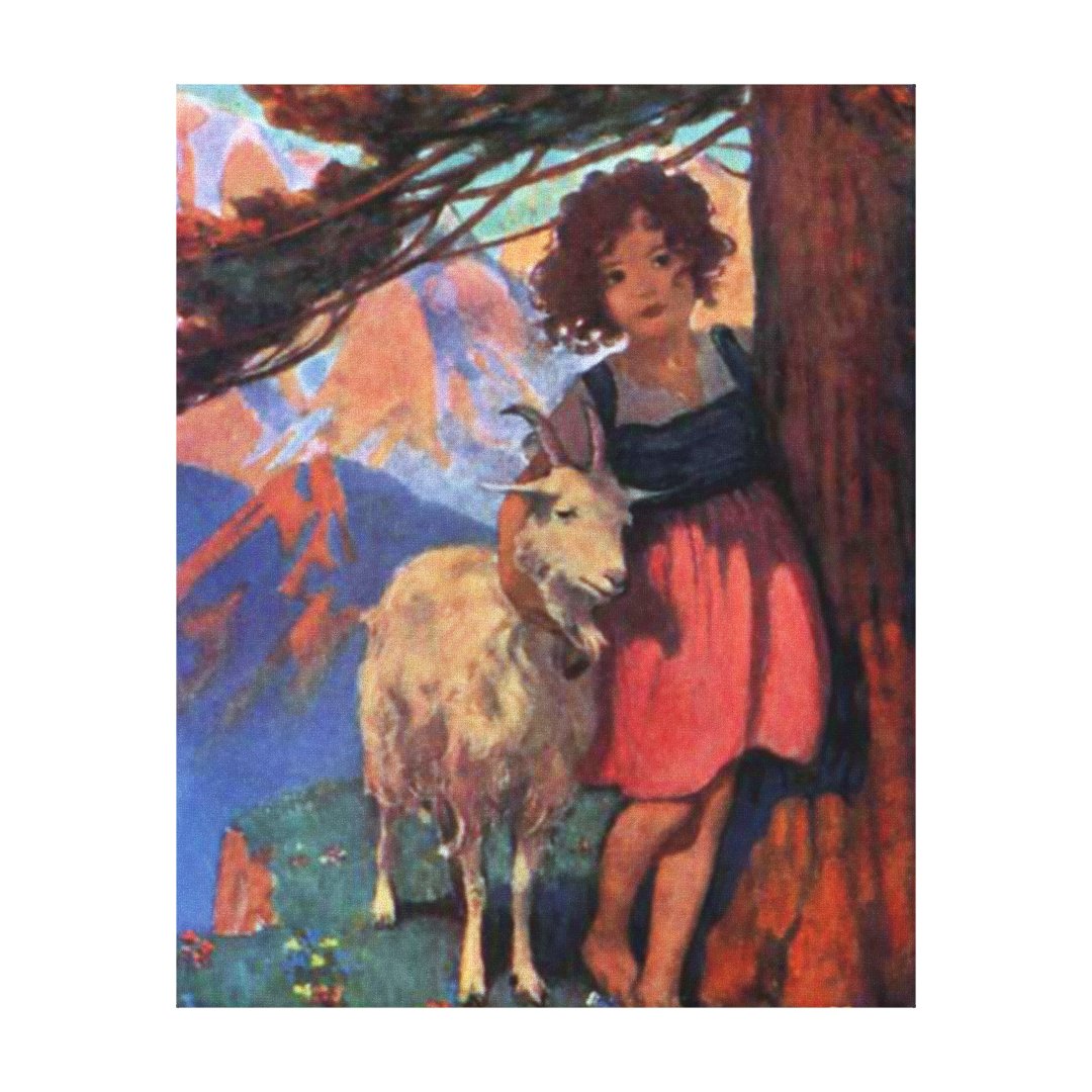 Heidi at the Meadow with her Goat Canvas Print | Zazzle