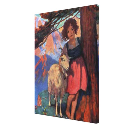 Heidi at the Meadow with her Goat Canvas Print | Zazzle