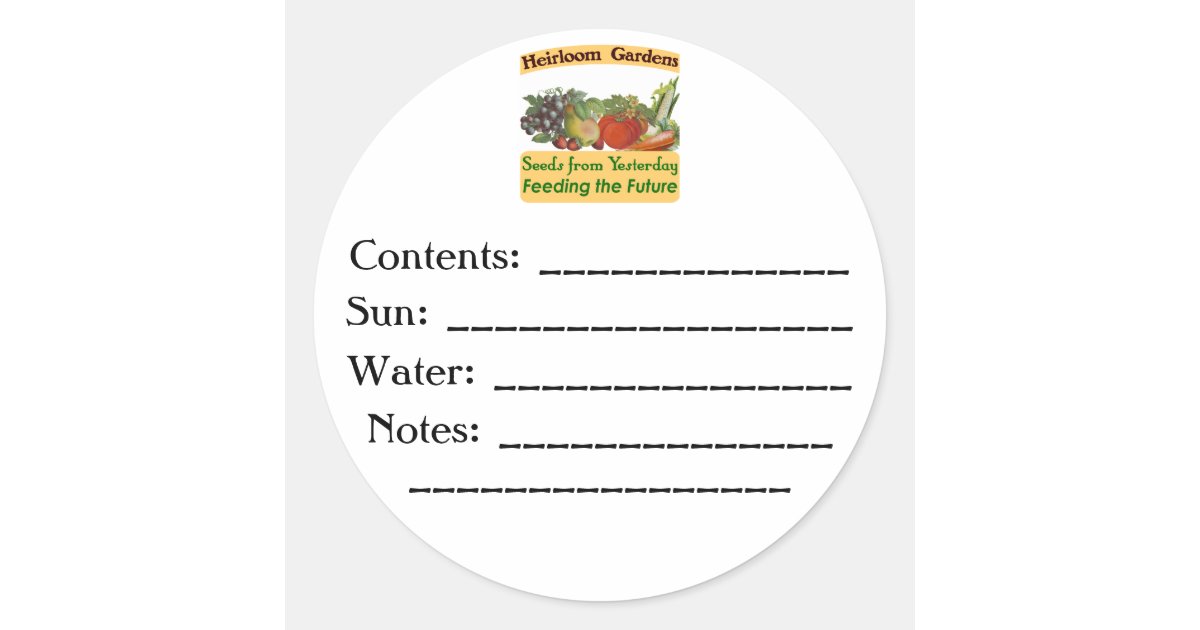 Heirloom Gardens Custom Seed Packet Labels | Zazzle
