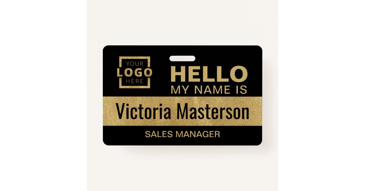 Hello My Name Is - Custom Business Employee Name ID Badge | Zazzle