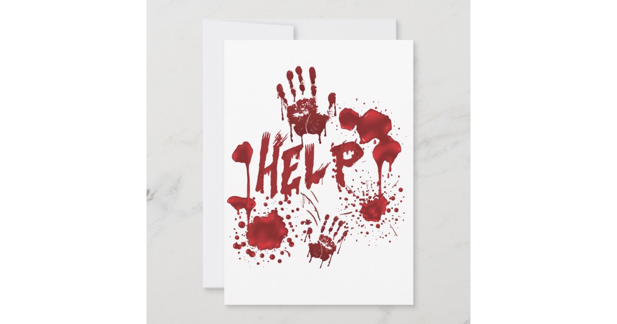 Help Bloody Handprint Halloween Costume Matching Invitation | Zazzle