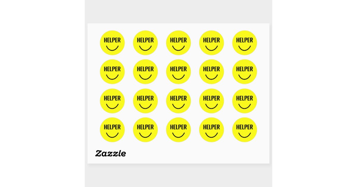 Helper Happy Smiling Yellow Face Classic Round Sticker | Zazzle