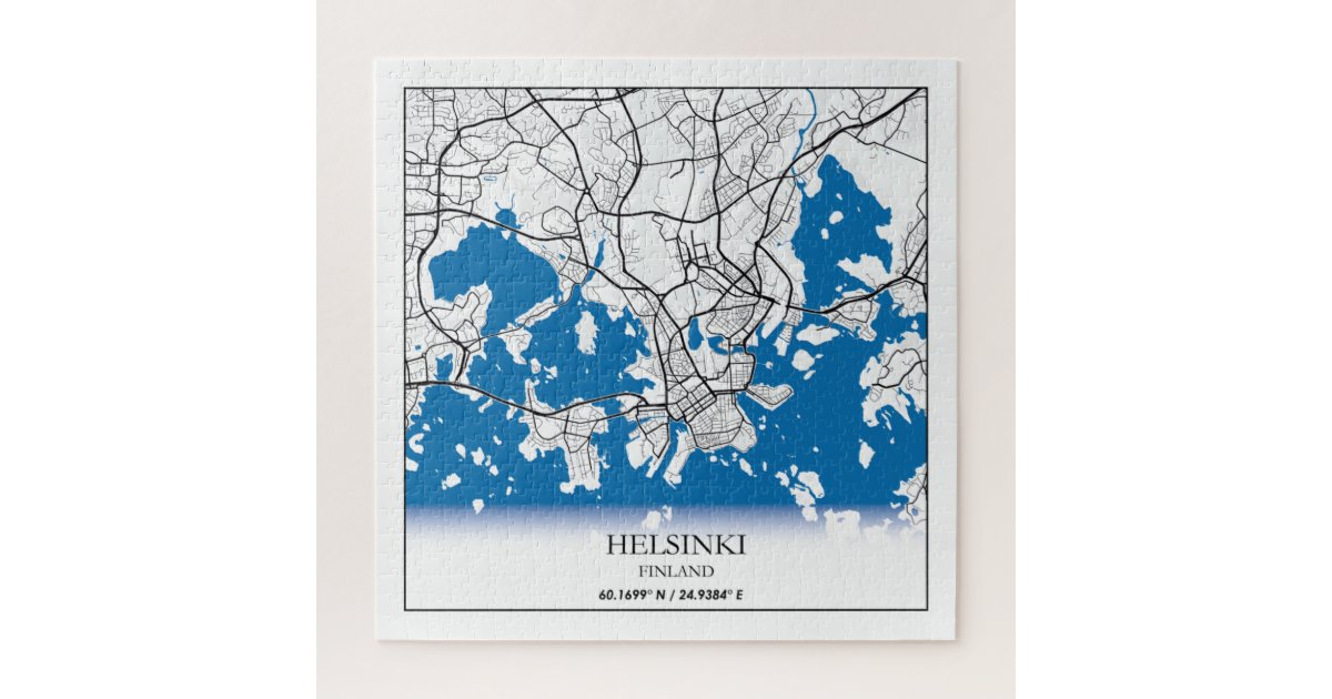 Helsinki Finland City Map Coordinates Travel Jigsaw Puzzle | Zazzle