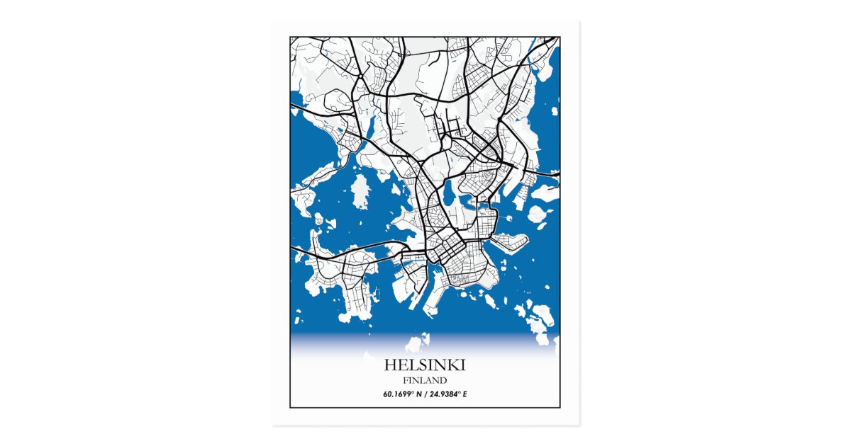 Helsinki Finland City Map Coordinates Travel Postcard | Zazzle.co.uk