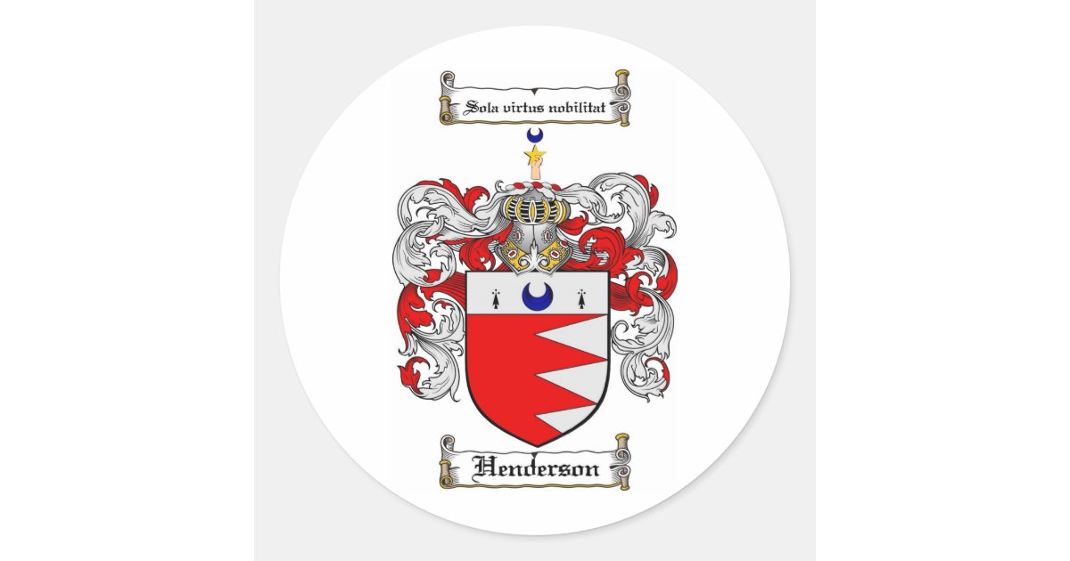 HENDERSON FAMILY CREST - HENDERSON COAT OF ARMS CLASSIC ROUND STICKER ...