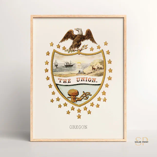 Henry Mitchell Oregon State Coat of Arms 1876 Rare Poster | Zazzle