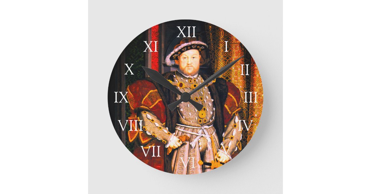 Henry VIII Tudors History King England six Wives Round Clock | Zazzle