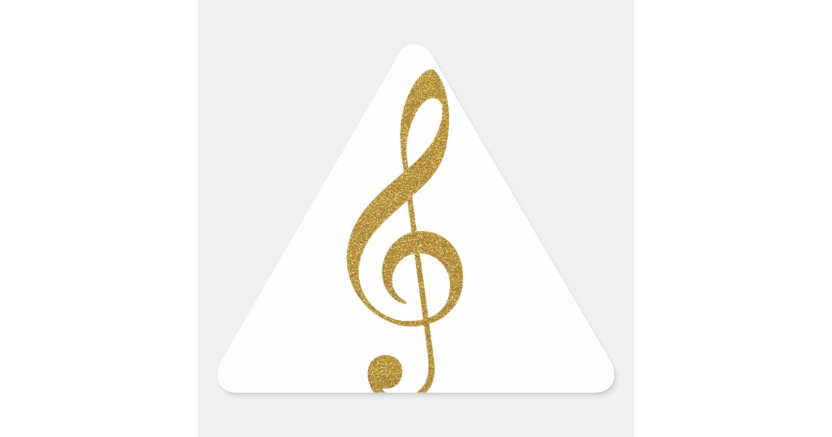 her golden treble clef musical note triangle sticker | Zazzle