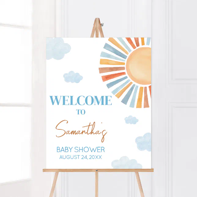Here Comes The Sun Baby Shower Welcome Poster | Zazzle