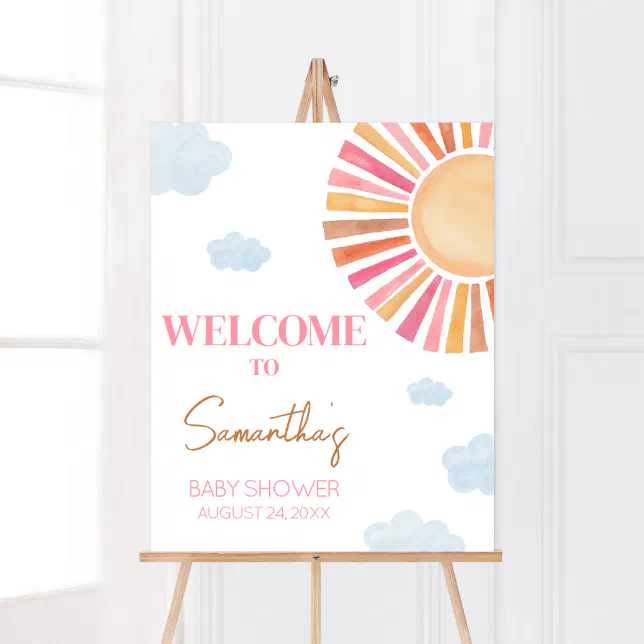 Here Comes The Sun Girl Baby Shower Welcome Poster | Zazzle